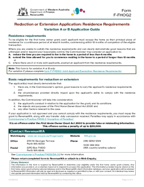 Fillable Online FHOG-Form-Residence-Requirements-Reduction-or- ... Fax ...