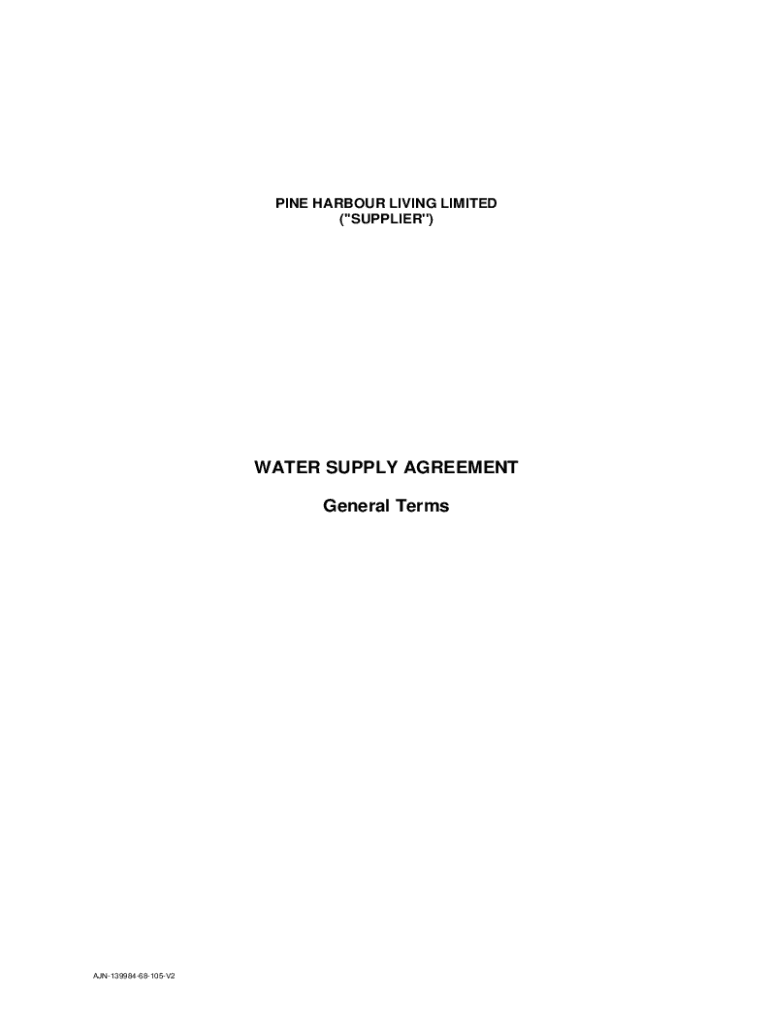 Fillable Online . Water Supply Agreement Fax Email Print - pdfFiller