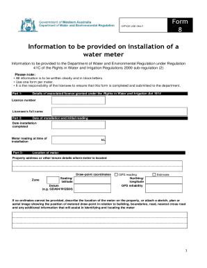 Fillable Online Form 8 - Information to be provided on installation of ...