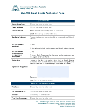 Fillable Online WA ACE Small Grants Application Form Fax Email Print - pdfFiller