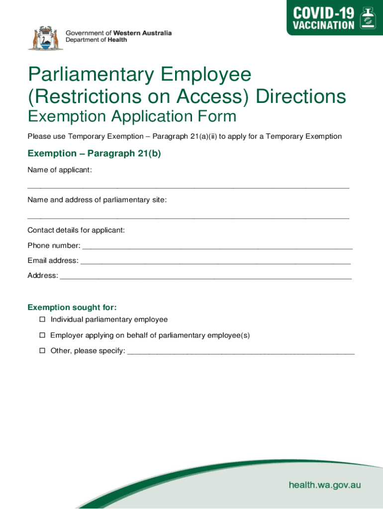 Fillable Online Parliamentary Employee (Restrictions on Access ...