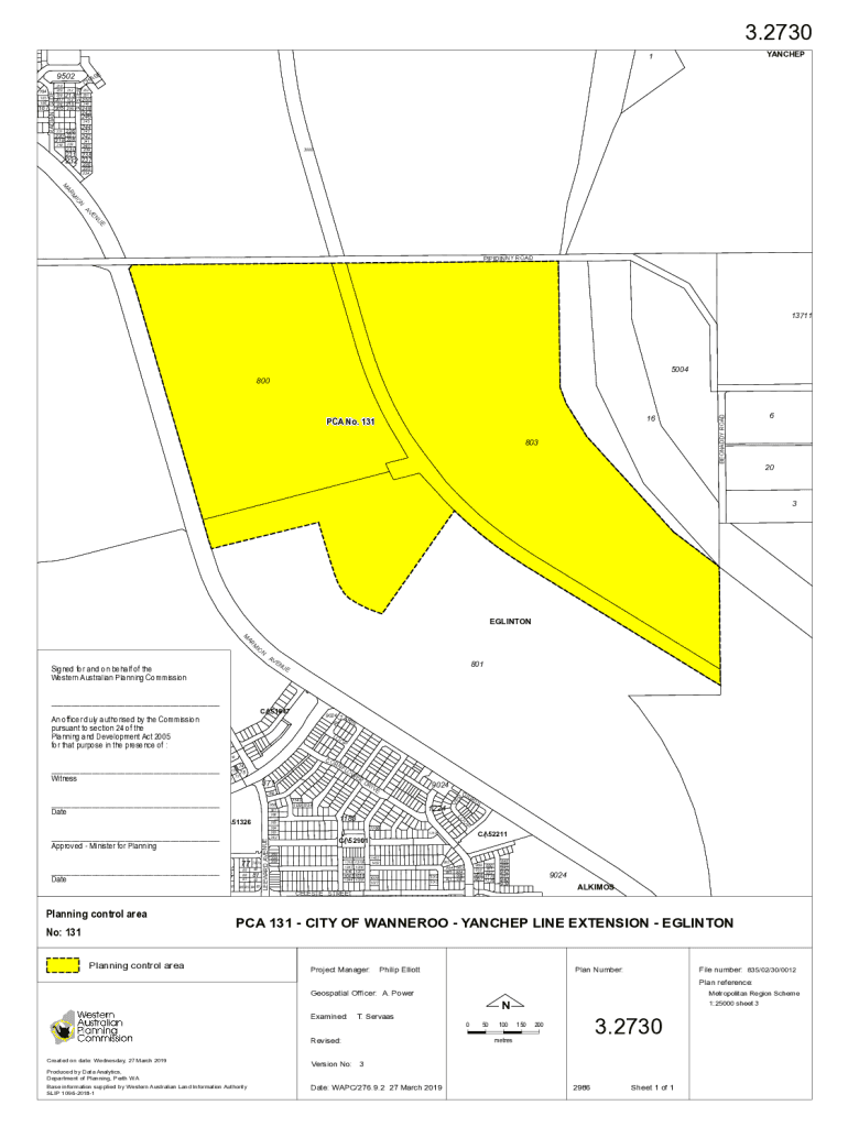 Fillable Online Planning Control Area No. 131 City of Wanneroo Yanchep ...