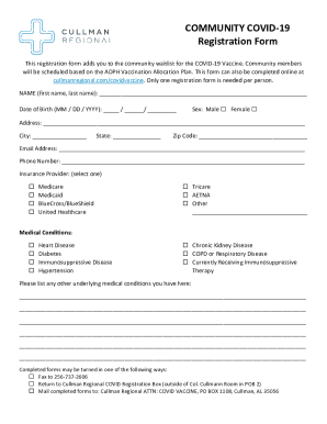 Fillable Online COMMUNITY COVID-19 Registration Form Fax Email Print ...