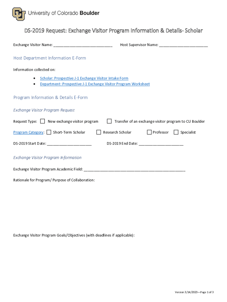 Fillable Online DS-2019: Certificate of Eligibility for Exchange Visitor (J-1 ... Fax Email ...