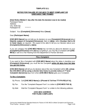 Fillable Online TEMPLATE G(9) COMPLAINT DECISION NOTICE CHC- ... Fax ...