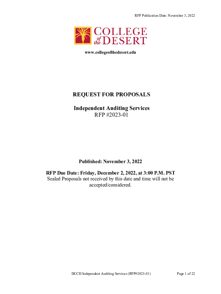 Fillable Online Request for Proposal # 1547 For: External Auditing ...