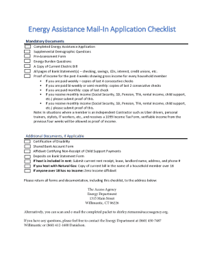 Fillable Online Energy Assistance Mail-In Application Check List Fax ...