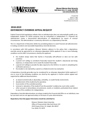 Fillable Online Dependency Override Form Fax Email Print - pdfFiller