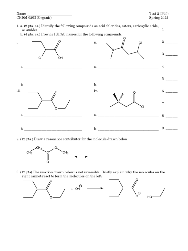Fillable Online Solved 1. a. (2 pts. ea.) Identify the following compounds Fax Email Print ...