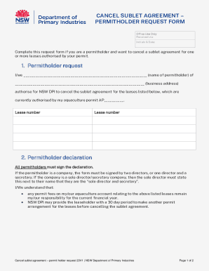 Fillable Online Cancel sublet agreement - lease holder request form Fax ...