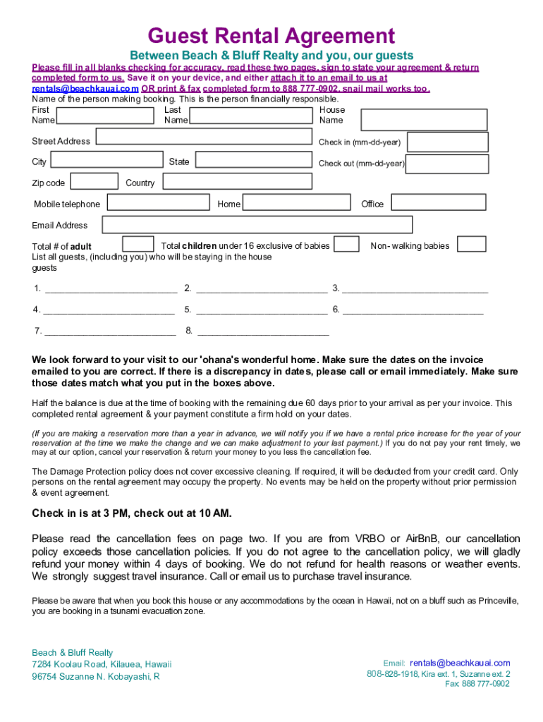 Fillable Online Short-Term (Vacation) Lease Agreement - eForms Fax Email Print - pdfFiller