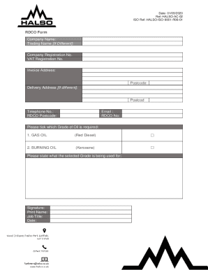 Fillable Online RDCO Form Company Name: Trading Name If Different ...