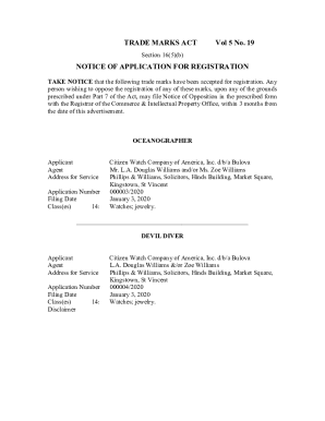 Fillable Online cipo gov TRADE MARKS ACT Vol 5 No. 19 NOTICE OF ...