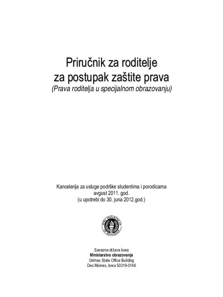 Fillable Online Priru?nik za roditelje za postupak za za?titu prava Fax Email Print - pdfFiller