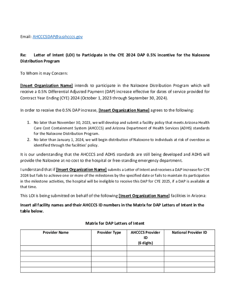 Fillable Online Letter of Intent (LOI) to Participate in the CYE 2024 ...