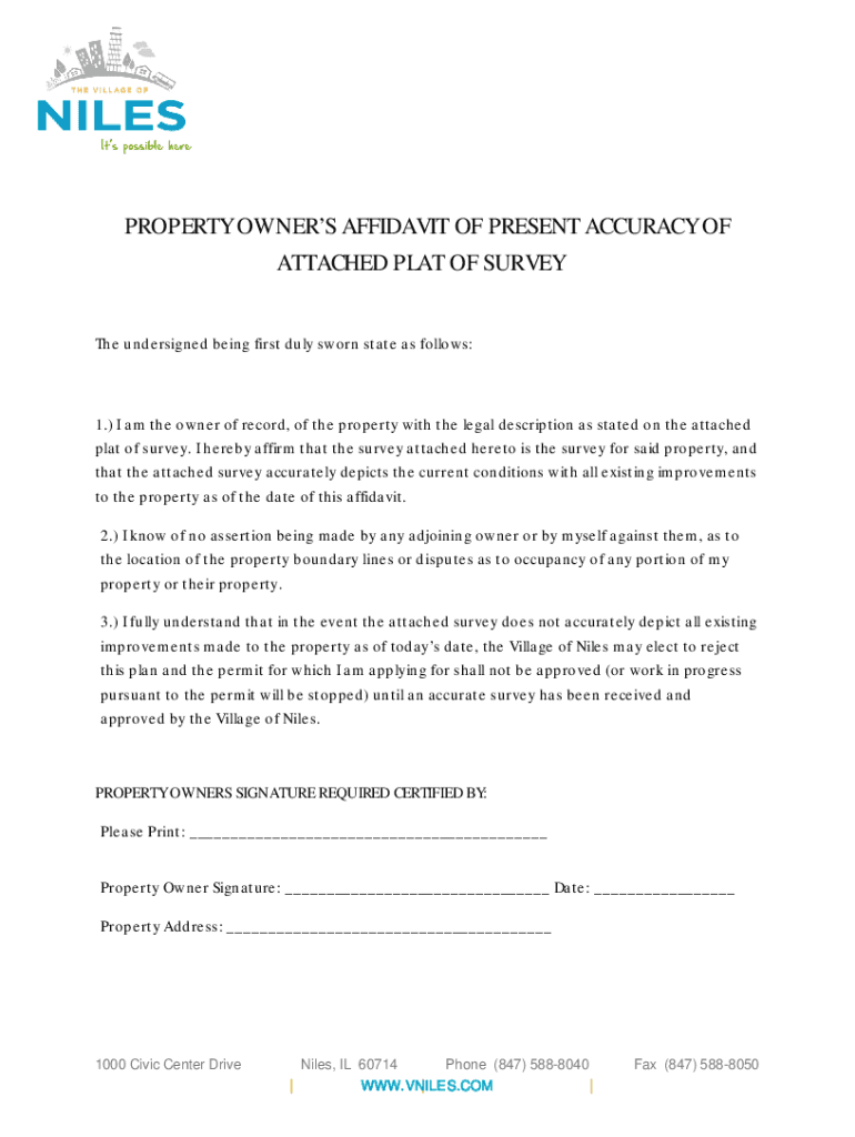 Fillable Online PROPERTY OWNER'S AFFIDAVIT OF PRESENT ACCURACY OF ... Fax Email Print - pdfFiller