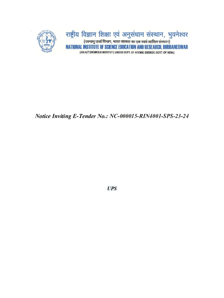 Fillable Online Notice Inviting E-Tender No.: NC-000015-RIN4001-SPS-23-24 Fax Email Print ...
