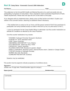 Fillable Online This addendum to the Annual BSA Health and Medical ...