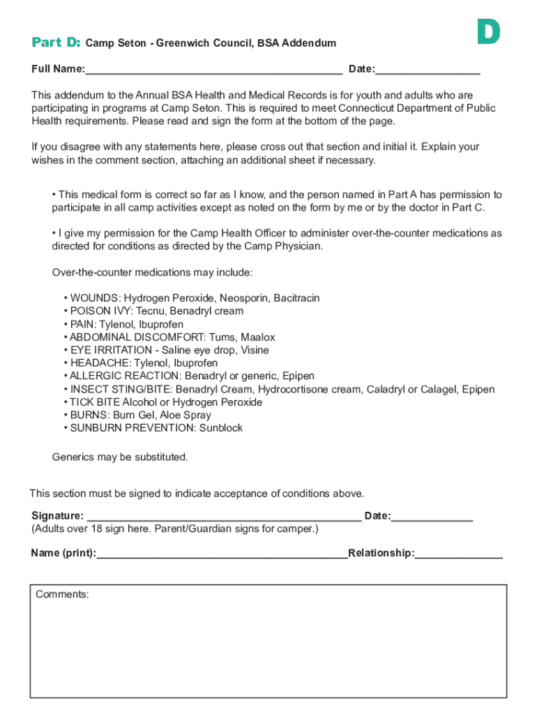 Fillable Online This addendum to the Annual BSA Health and Medical ...