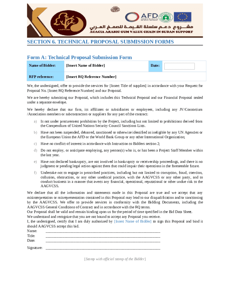 Section 6 - Returnable Bidding A-H Doc Template | pdfFiller