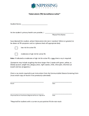 Fillable Online Tuberculosis (TB) Surveillance Letter* Fax Email Print ...