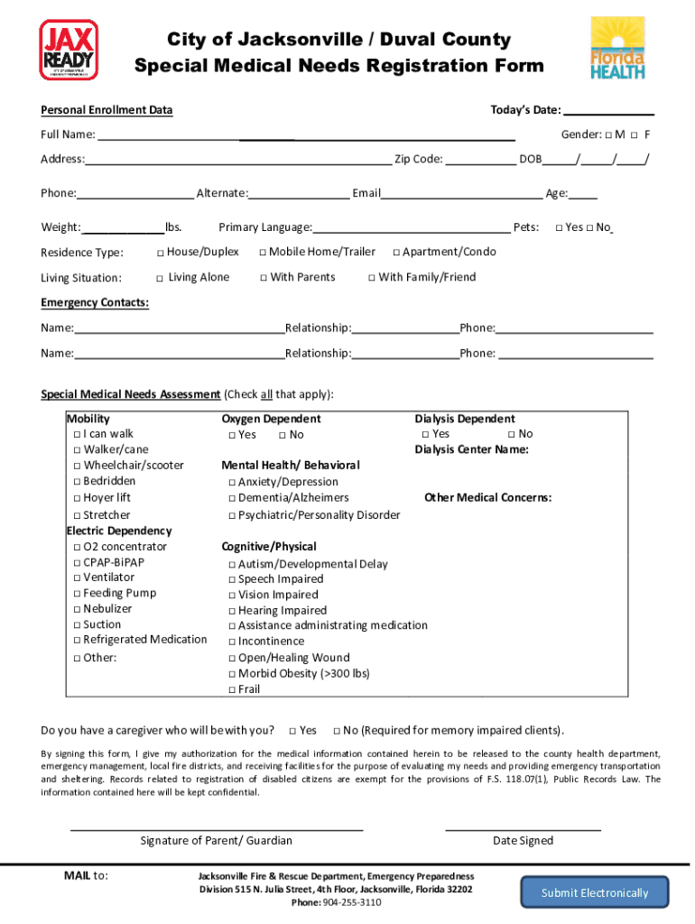 Fillable Online Duval-County-Special-Needs-Registration-Form. ... Fax ...