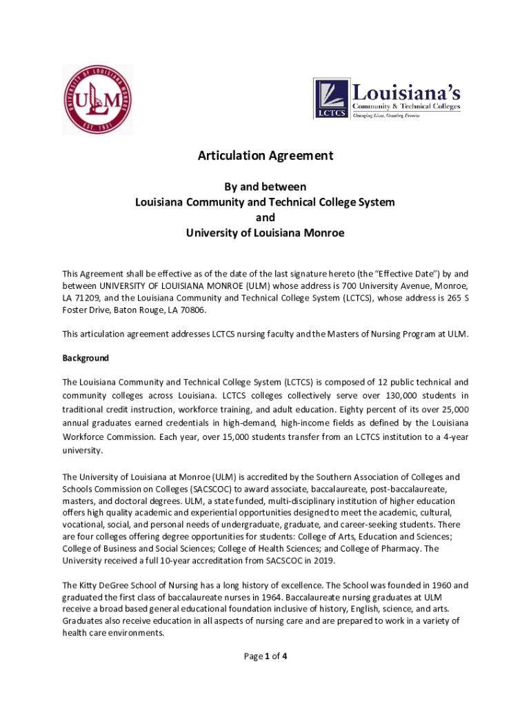 Fillable Online A Transfer Articulation Agreement Fax Email Print - pdfFiller