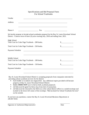 Specifications and Bid Proposal Doc Template | pdfFiller