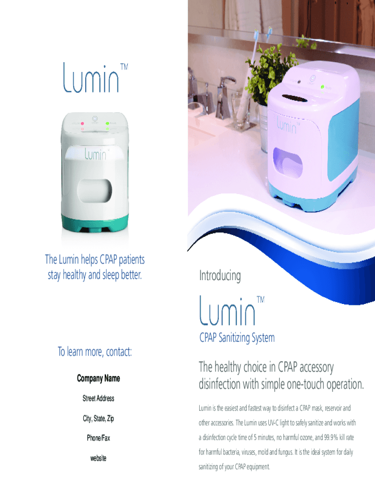Fillable Online Lumin CPAP Mask and Accessories Cleaner Fax Email Print ...