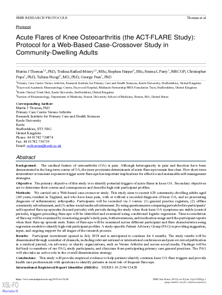 Fillable Online Acute Flares of Knee Osteoarthritis (the ACT-FLARE ...