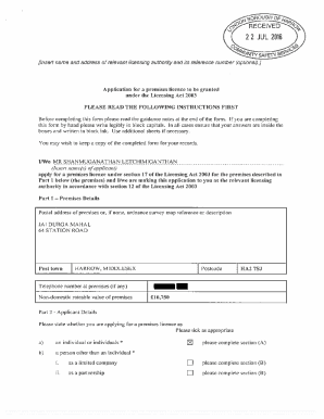 Fillable Online Application for a premises licence under the Licensing ...