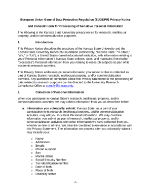 GDPR Research Privacy Notice and Consent Doc Template | pdfFiller