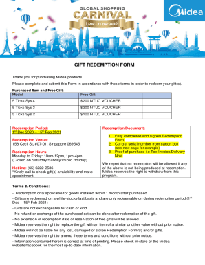 Fillable Online MIDEA GIFT REDEMPTION FORMAll Easy Pro Aircon (5 ...