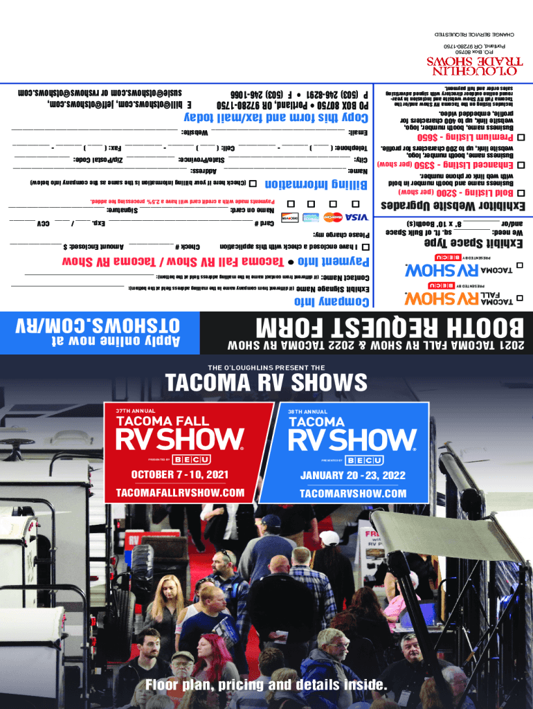 Fillable Online Tacoma Fall RV and Tacoma RV Show - Official Floor Plan Fax Email Print - pdfFiller