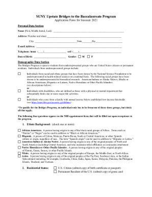 Fillable Online Bridges to the Baccalaureate: Student Personal Information Form Fax Email Print ...