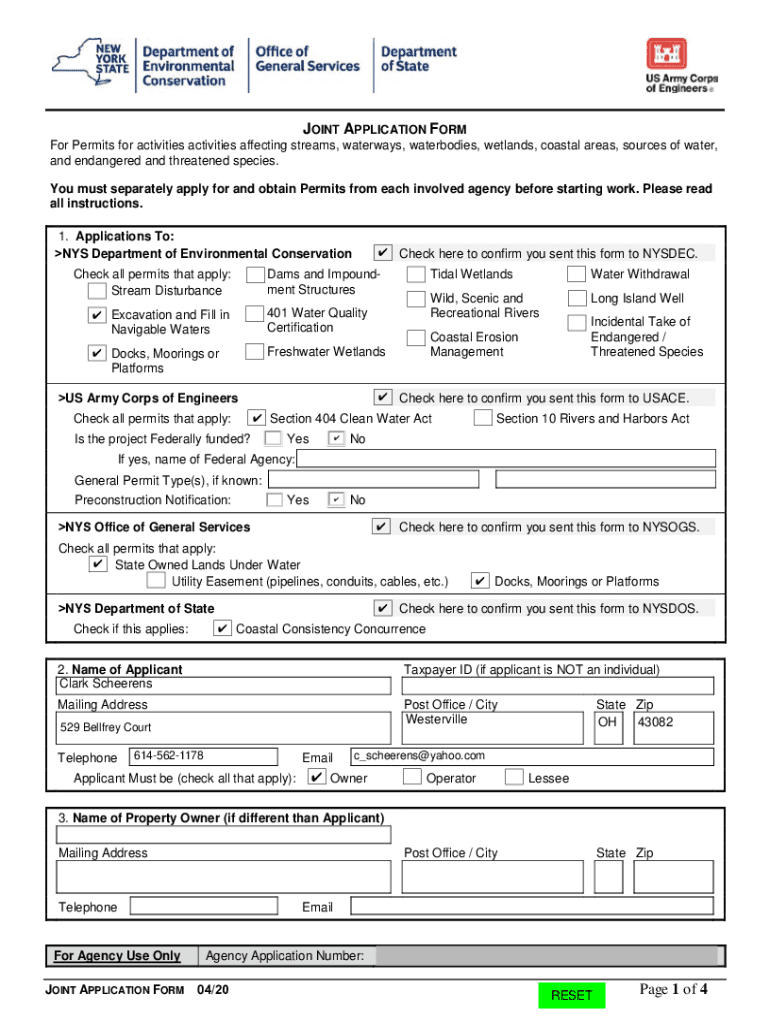Fillable Online dos ny DEC Joint Application FormCS Fax Email Print ...