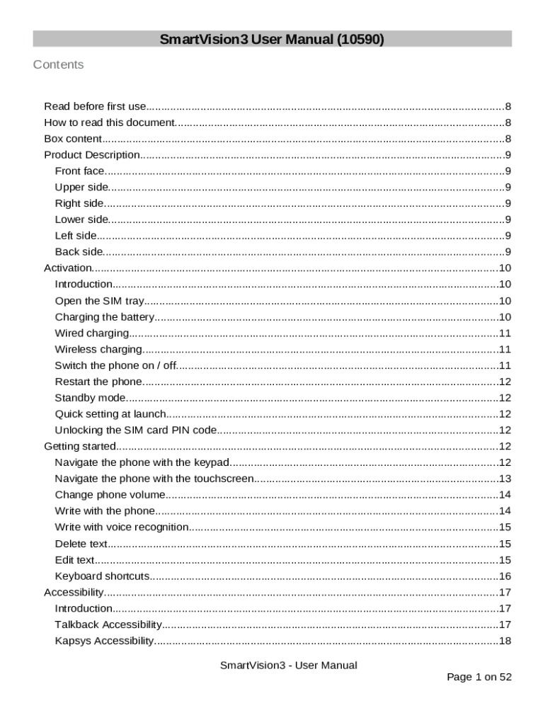 Smart Reader HD User Manual Doc Template | pdfFiller