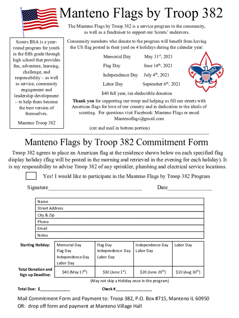 Fillable Online Troop 382 Flag Form Fax Email Print - pdfFiller