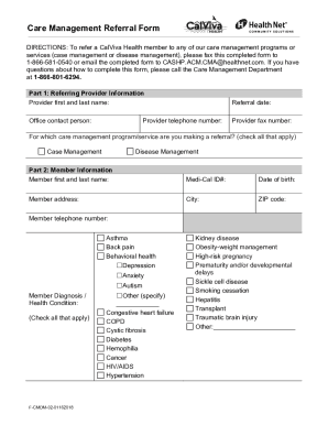 Fillable Online Revised Medi-Cal Care Management Referral Form Fax ...