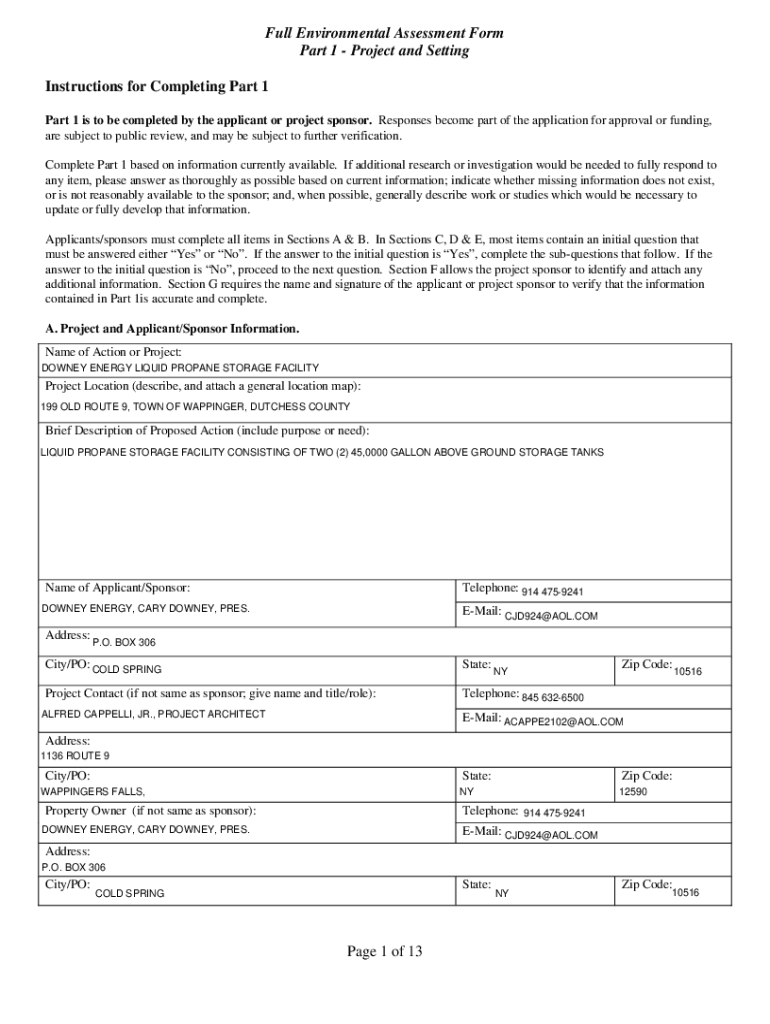 Fillable Online of 13 Full Environmental Assessment Form Part 1 ...