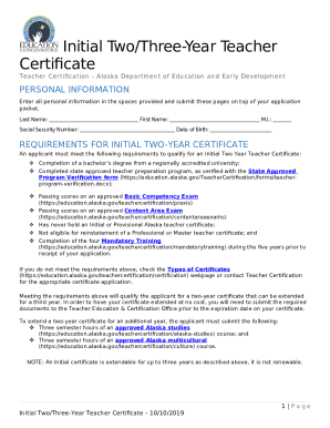 Second Initial Teacher Certificate Doc Template | pdfFiller