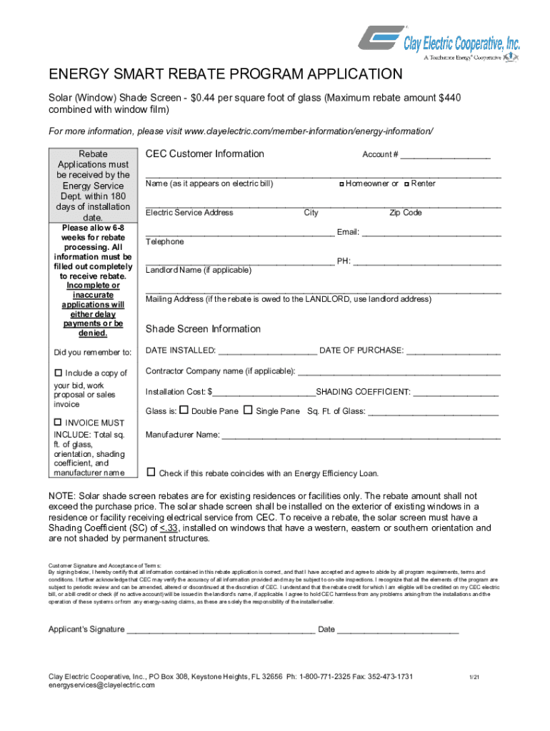Fillable Online Instructions for Window Film or Solar Screen Rebate Fax ...
