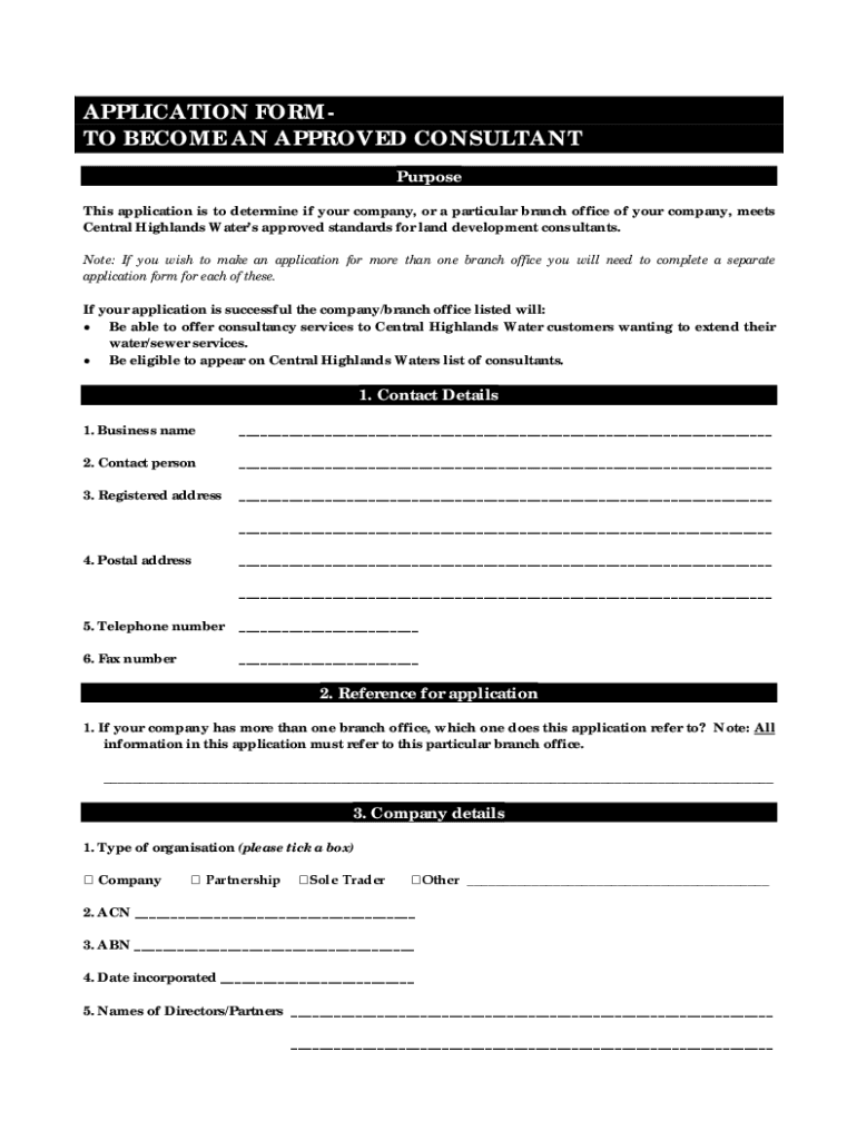 Fillable Online Consultant application form.doc Fax Email Print - pdfFiller