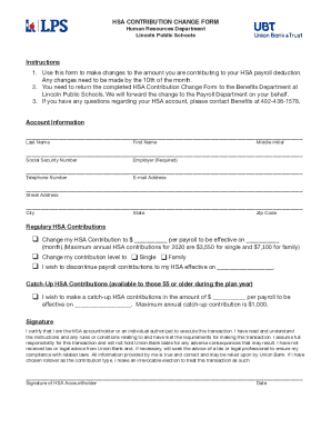 Fillable Online home lps HSA CONTRIBUTION CHANGE FORM Fax Email Print ...