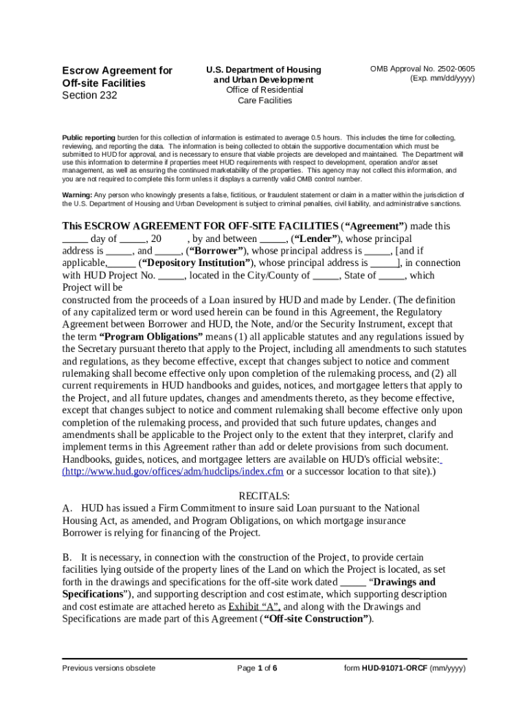 Escrow Agreement for Off-site Facilities Section 232 Doc Template ...