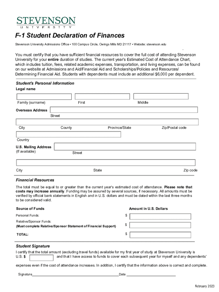 Fillable Online international-student-declaration-of-finances (003) Fax ...