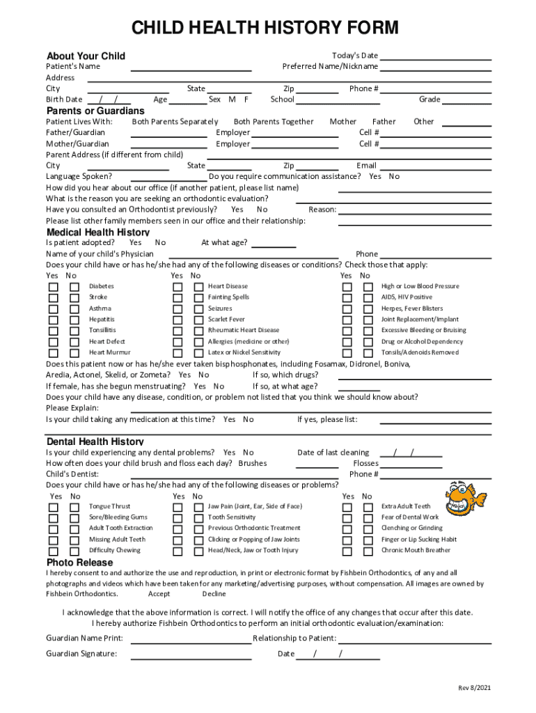 Fillable Online Get the free CHILDHOOD HISTORY FORM Childs Name ... Fax ...