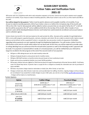Fillable Online peabody vanderbilt SUSAN GRAY SCHOOL Tuition Table and ...