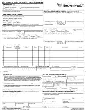 Fillable Online EmblemHealth ADA Dental Claim Form Fax Email Print ...