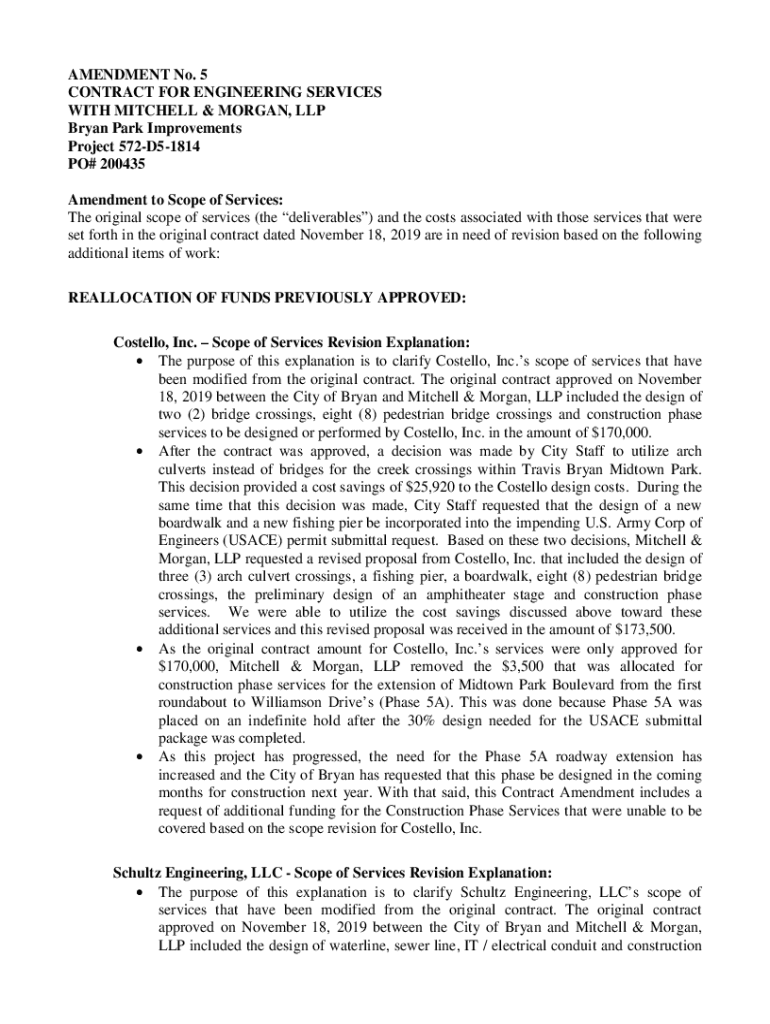 Fillable Online AMENDMENT NO. 5 TO AGREEMENT Fax Email Print - pdfFiller